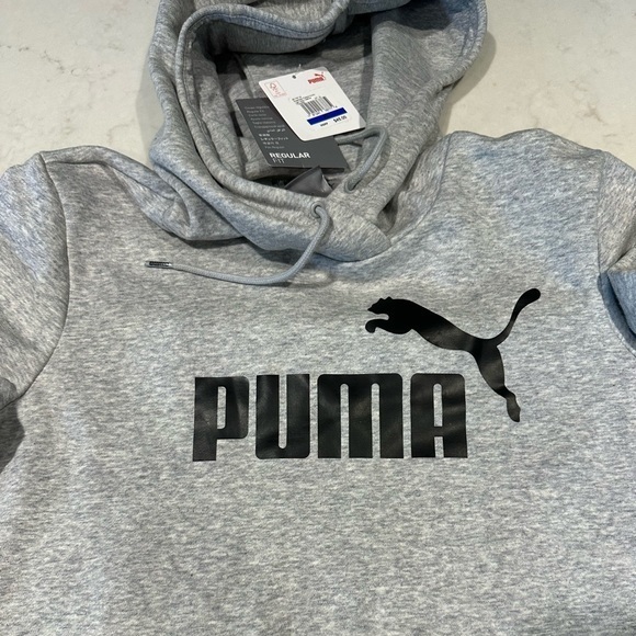 Puma | Tops | Puma Grey With Black Logo Soft Hooded Sweatshirt Size ...